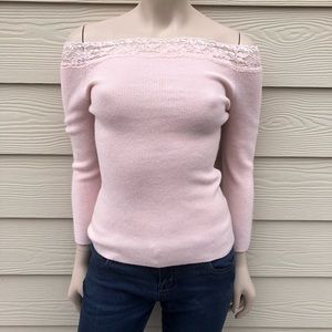 bebe | Sweaters | Bebe Off Shoulder Lace Embellished Sweater | Poshmark